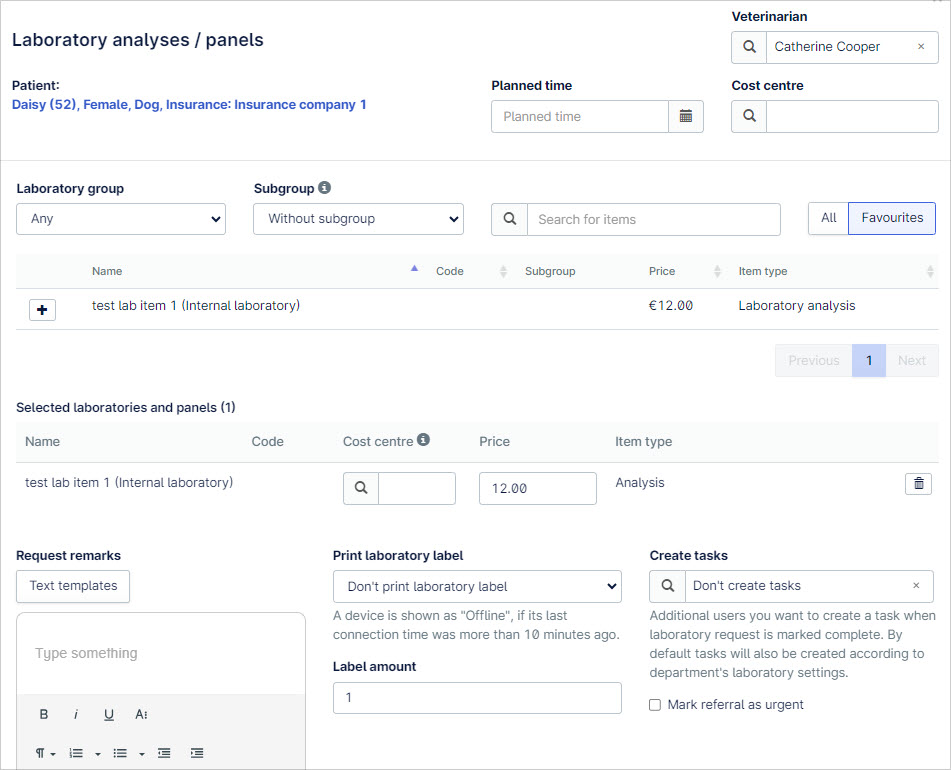 Create a Laboratory Referral – Provet Help Centre